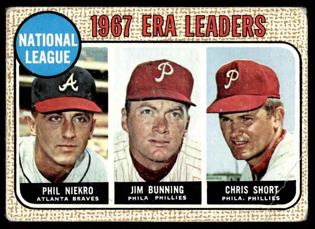 1968 TOPPS PHIL Niekro/Jim Bunning/Chris Short Atlanta Braves ...