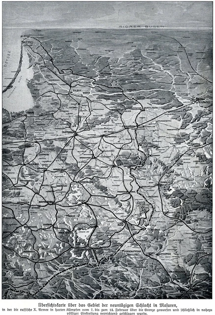 1915 MAP OVERVIEW map of the winter battle in the Masurias * WW 1 £21. ...