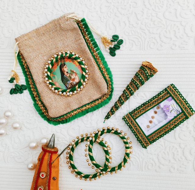 INDIAN WEDDING COMBO Set Bridesmaid Favors Return Gift Haldi & Mehndi ...