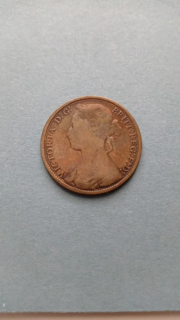 1879 VICTORIAN ONE Penny Queen Victoria Old Head UK 1d Bronze Coin ...