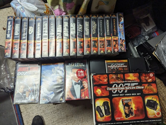 JAMES BOND VHS video collection x 21. Inc Tomorrow never dies ...