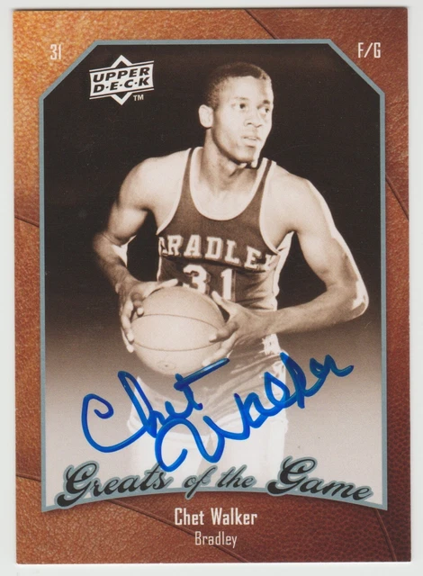 CHET WALKER -HOF signé dédicacé 2010 pont supérieur Greats of the Game ...