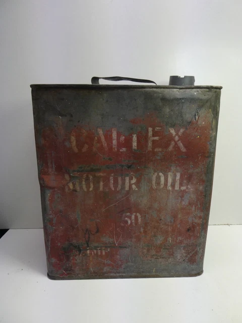 VINTAGE CALTEX IMP. Gallon Petrol Oil Tin Garage Service Station EUR 57 ...