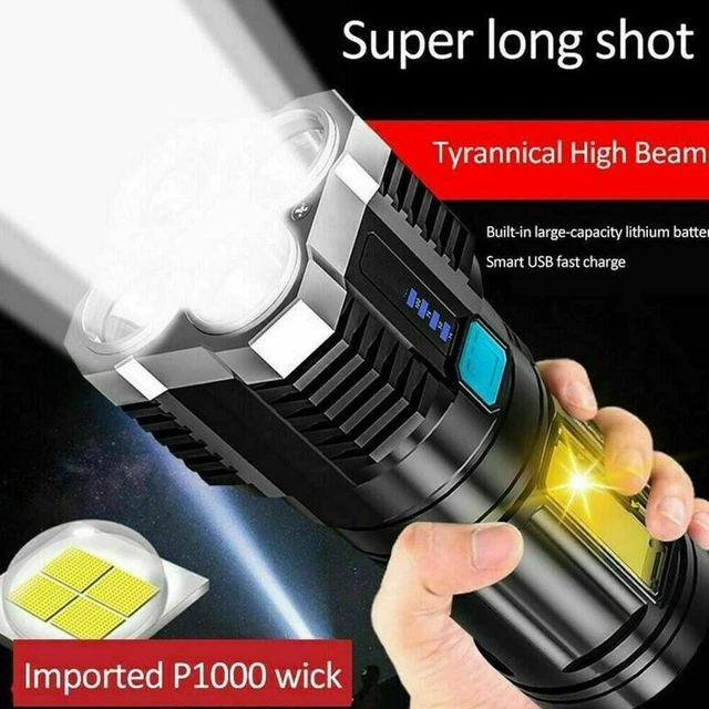 STRONG LIGHT FLASHLIGHT USB charging flashlight, COB side lights £6.92 ...