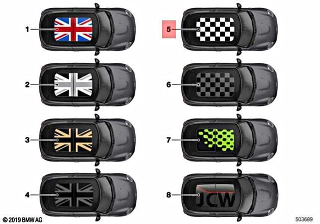 GENUINE MINI COOPER Jcw One F54 F55 F56 Glass roof decor Night Jack ...
