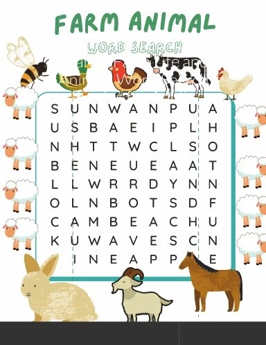 FARM ANIMAL WORD Search: Farm Life and Animals Word Search Puzzle $24. ...