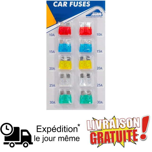 10 Fusibles Fuse Assortiment 10 15 20 25 30a Auto Toyota Mazda Honda