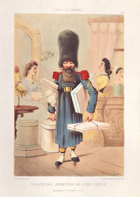 SAPPEUR PIONIER SAPPER France Soldat Militaire Caricature Lithograph ...