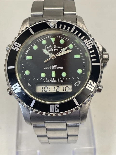 PHILIP PERSIO RETRO Quartz Gents Analogue / Digital Watch £25.00 ...