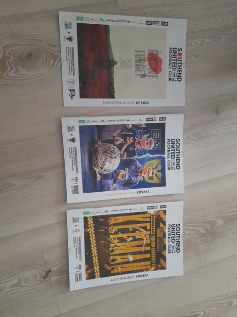 SOUTHEND UTD FOOTBALL programmes x 8 from the 1980s until season 2019 ...