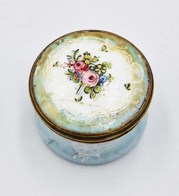 GEORGIAN BILSTON ENAMEL CIRCULAR SNUFF / PATCH BOX c1770 £135.00 ...