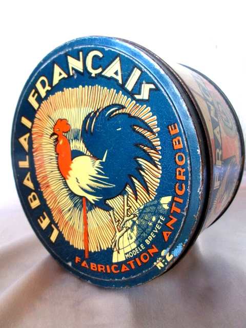 RARE BOITE LE BALAI FRANCAIS ANTICROBE Tole Lithographié Coq tricolore ...