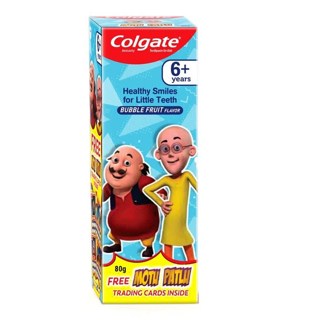 COLGATE KID'S MOTU Patlu Anticavity Bubble Fruit Flavour Toothpaste 80g ...