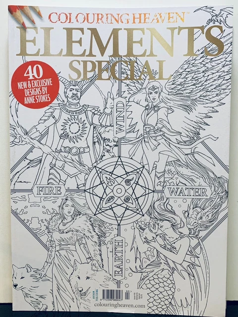 COLOURING HEAVEN MAGAZINE Back Issue 90 "Elements Special" 40 Designs ...