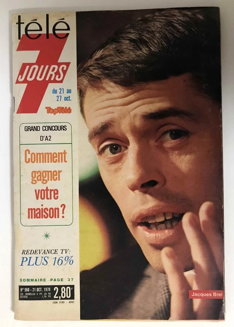 TELE 7 JOURS 960-1978-Jacques Brel-Patrick Juvet-Marilyn Monroe-Laforet ...