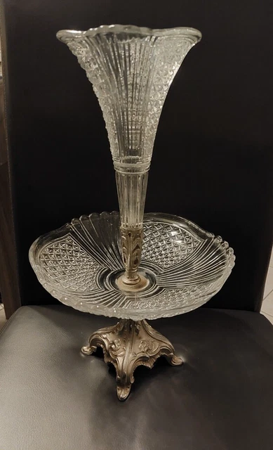 ANCIENNE COUPE A Fruits Vase Cornet Verre Cristal Tulipier " Val St ...