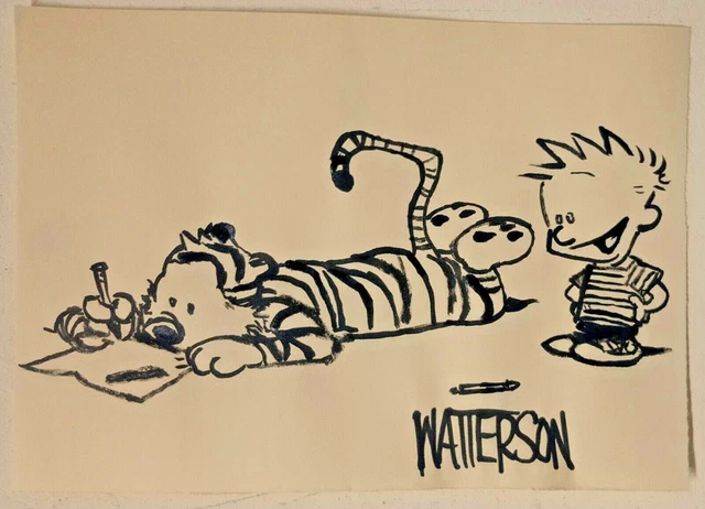 CALVIN AND HOBBES - Bill Watterson, Comics Artwork, Hand Drawn Signed ...