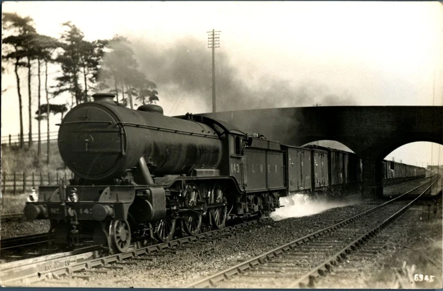 ANTIQUE TRAIN POSTCARD RPPC LNE 143 Steam locomotive Langley Troughs ...