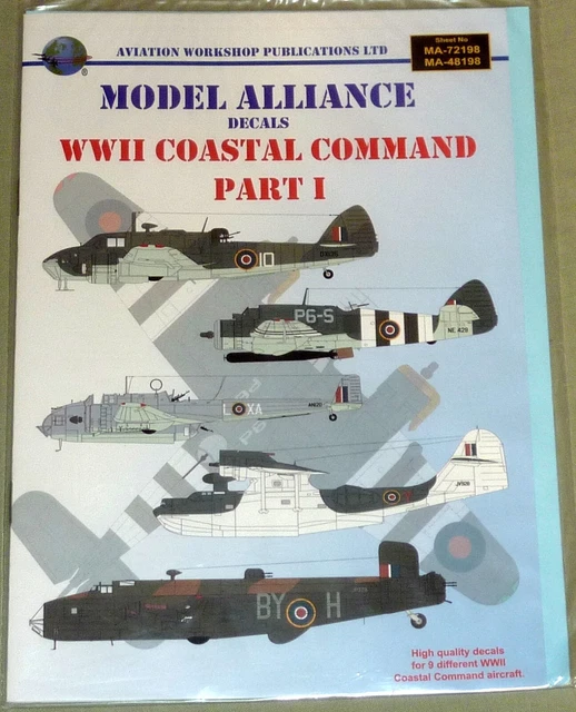 MODEL ALLIANCE DECALS 72198 Beaufighter X Catalina IVA Etc decal in 1: ...