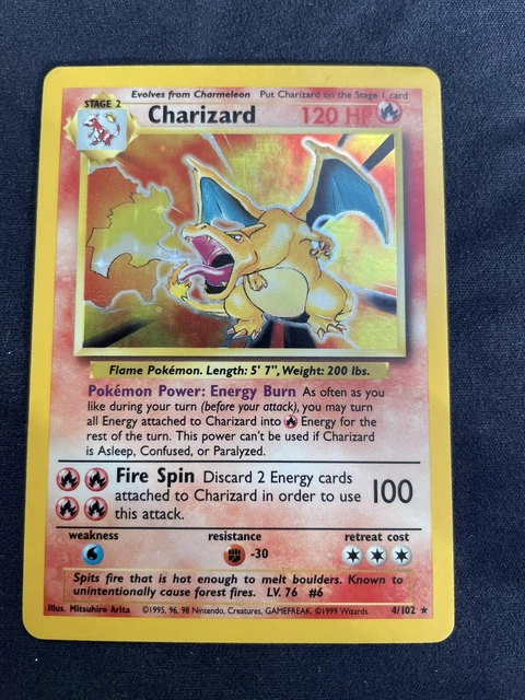 CHARIZARD 4/102 HOLO Base Set Pokémon Card *99p No Reserve* £185.00 ...
