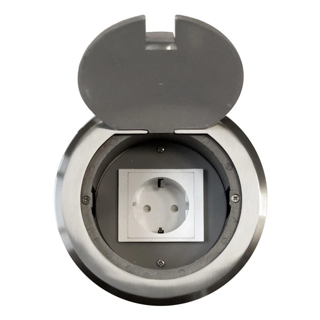 BODENSTECKDOSE RUND WANDSTECKDOSE Tischsteckdose Steckdose 1 x Schuko ...