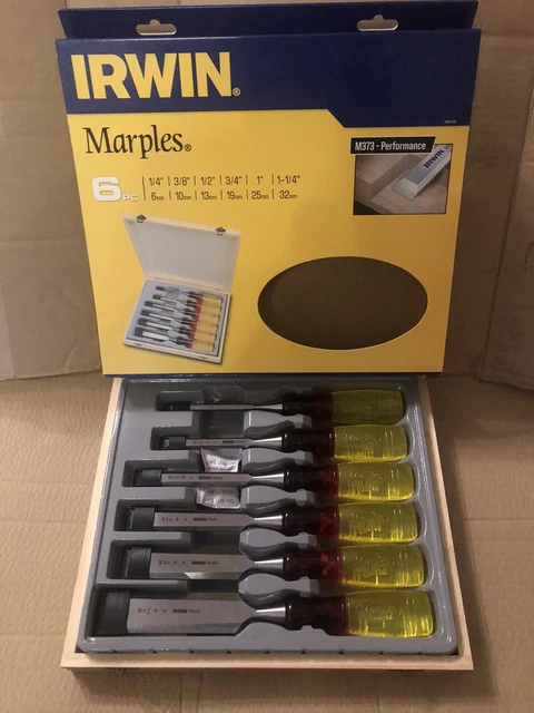 IRWIN TM373S6 MARPLES Splitproof Chisel Set of 6 Bevel Edge MAR373S6 ...