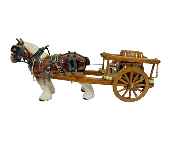VINTAGE COLLECTIBLE MELBA Ware Ceramic Shire Horse & Cart Ornament £15. ...