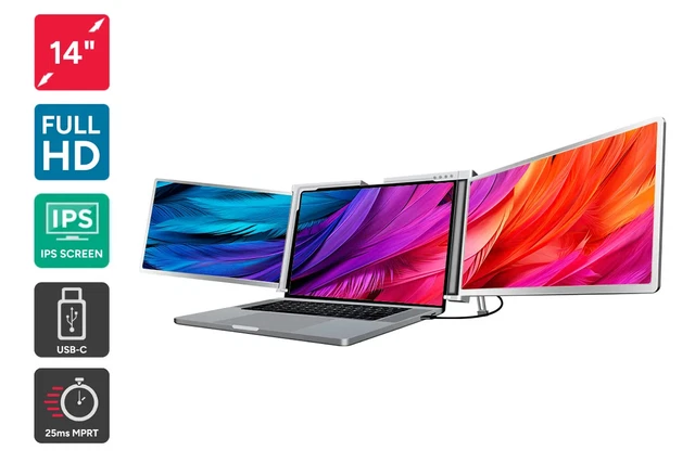 KOGAN XPRESSO 14& Full HD Pro Dual Screen Tri-Fold Portable Monitor for ...