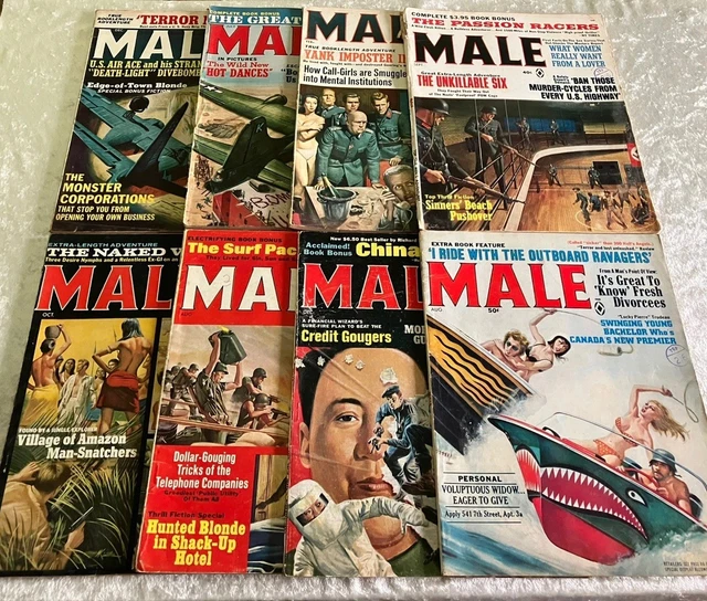 8 AMERICAN COLLECTABLE Male magazines for men Retro Adventure pulp 1965 ...