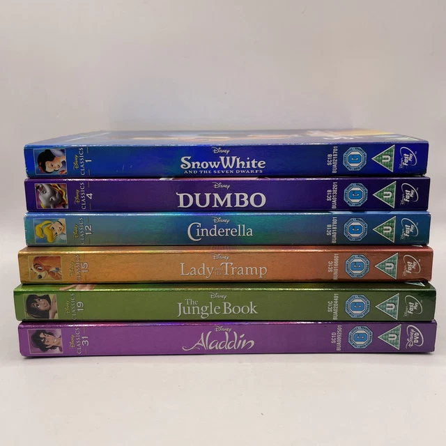 DISNEY CLASSICS DVD Bundle x 6 Dumbo Snow White Cinderella Aladdin ...