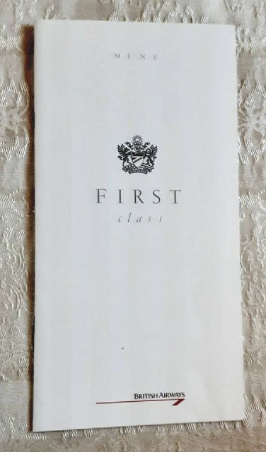 BRITISH AIRWAYS BA First Class Menu - Durban -Johannesburg - London ...