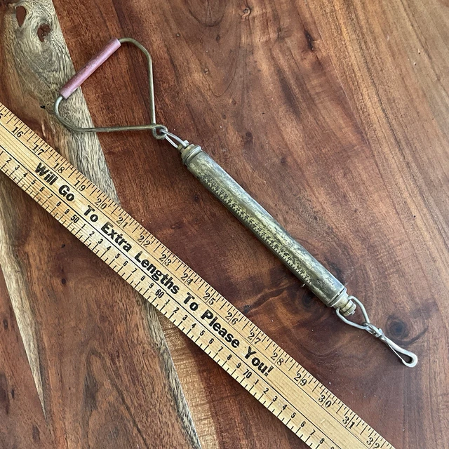 VINTAGE CHATILLON NY Model IN-50 Brass Hanging/ Handheld Spring Scale ...