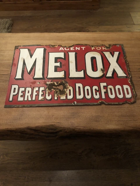 ENAMEL SIGN 1920’S Melox Dog Food Advertising Sign Rare Red & White ...