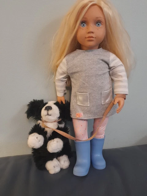 OUR GENERATION MEAGAN Doll with Pet Puppy Dog Collie £12.99 - PicClick UK