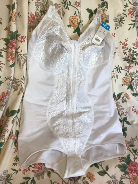 NATURANA 46DD WHITE Pantie Corselette With Zip Shapewear Bodyshaper ...