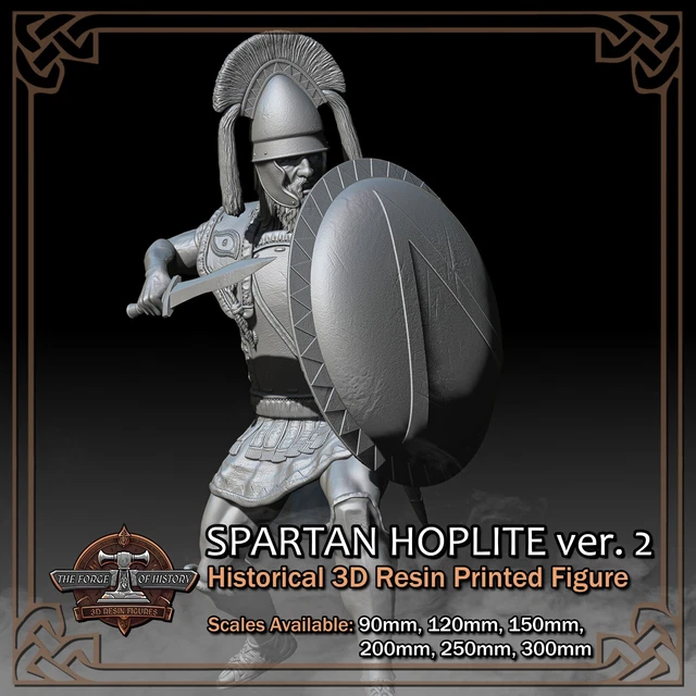 GREEK SPARTAN HOPLITE 2 - 3D Resin Printed Figure Model - Scale 90mm to ...