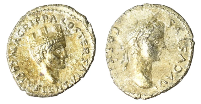 MURALE AGRIPPA COURONNE rostrale AR denarius Empire romain 12 av. J.-C ...