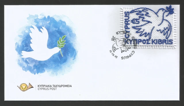 CYPRUS STAMPS 2025 The Dove of Peace (Embroidered) UPU - First Day ...