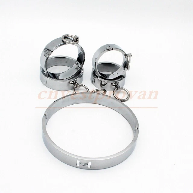 Bondage Shackle Handcuffs Ankle Cuffs Neck Collar Stainless Steel Slave