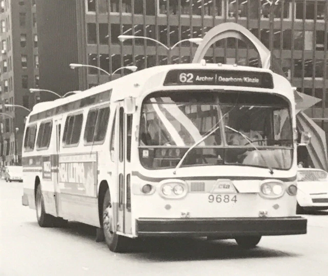 1992 CHICAGO TRANSIT Authority CTA Bus #9684 Route 62 Archer B&W ...
