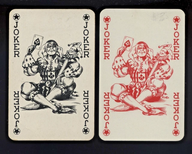 PLAYING CARDS JOKER Jester Characters Seated Cross Legged Holds Card ...