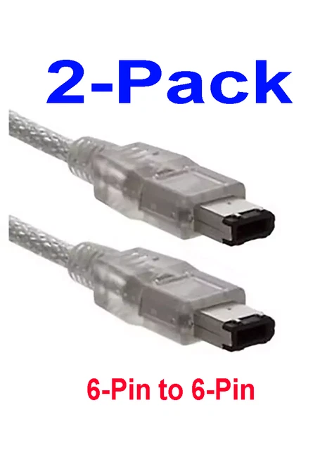 (2-PACK) FIREWIRE 400 6 Pin to 6 Pin Cable Clear 4Ft $6.95 - PicClick