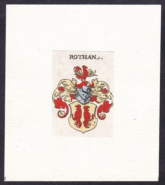 ROTHAN ARMOIRIES COAT Of Arms Héraldique Gravure sur Cuivre Engraving ...