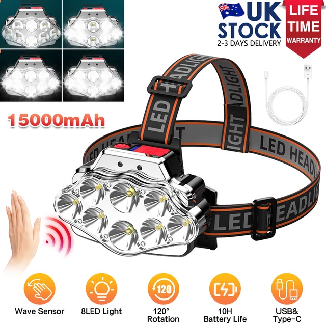 100000LM LED HEADLAMP Rechargeable Zoom Super Headlight Torch ...