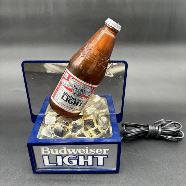 VINTAGE BUDWEISER LIGHT Beer Lighted Bottle on Ice Sign Bar Tabletop ...