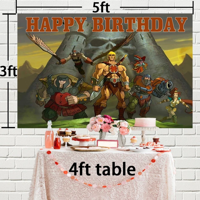 HE-MAN PARTY SUPPLIES Birthday Decorations Backdrop Banner Vinyl 5x3ft ...