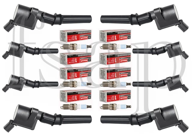 SET OF 8 Spark Plug + 8 Ignition Coil 2002 Ford E150 5.4L V8 DG508 ...