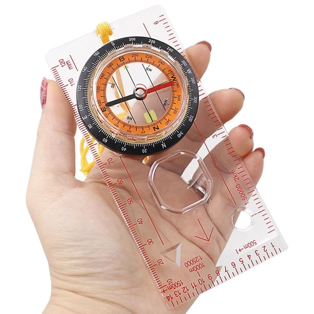PORTABLE TRANSPARENT ACRYLIC Map Ruler Compass Scale Orienteering ...