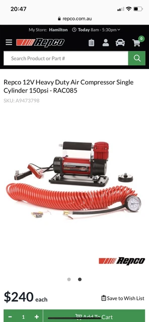 REPCO 12V HEAVY duty air compressor 150 psi $100.00 - PicClick AU