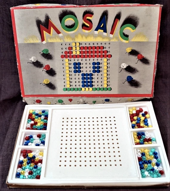 DDR SPIELZEUG MOSAIC Steckspiel Mosaik Prohag Eisfeld, Plastik Stecker ...